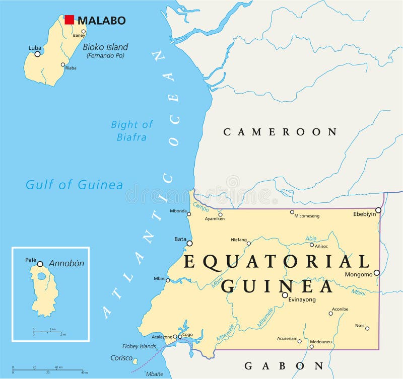 Mapa De La Guinea Ecuatorial - Mapa Azul Detallado Del Alto Con Los ...