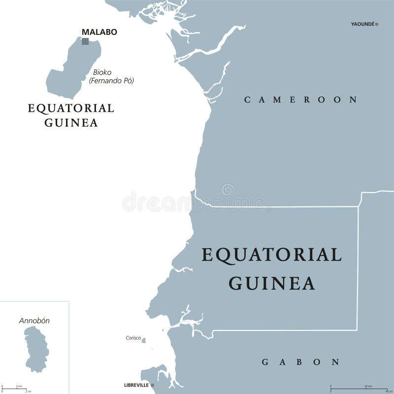 Mapa De La Guinea Ecuatorial - Mapa Azul Detallado Del Alto Con Los ...