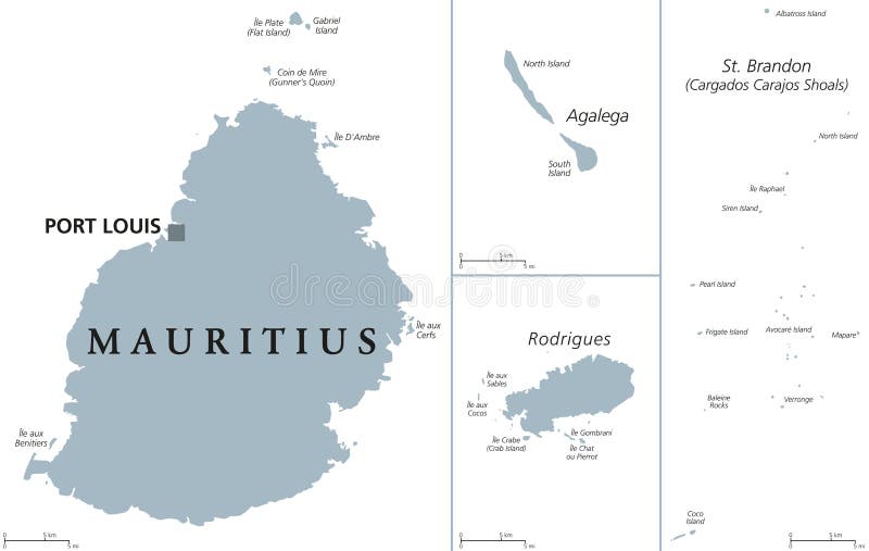 Mapa político de Maurícias ilustração do vetor. Ilustração de ...