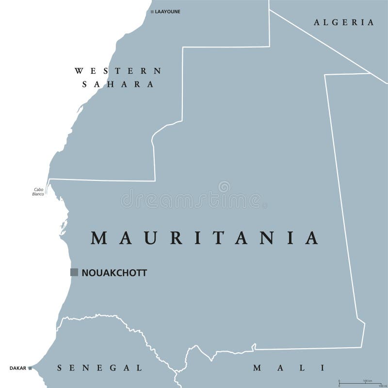 Mapa Político De Mauritânia Ilustração do Vetor - Ilustração de ...