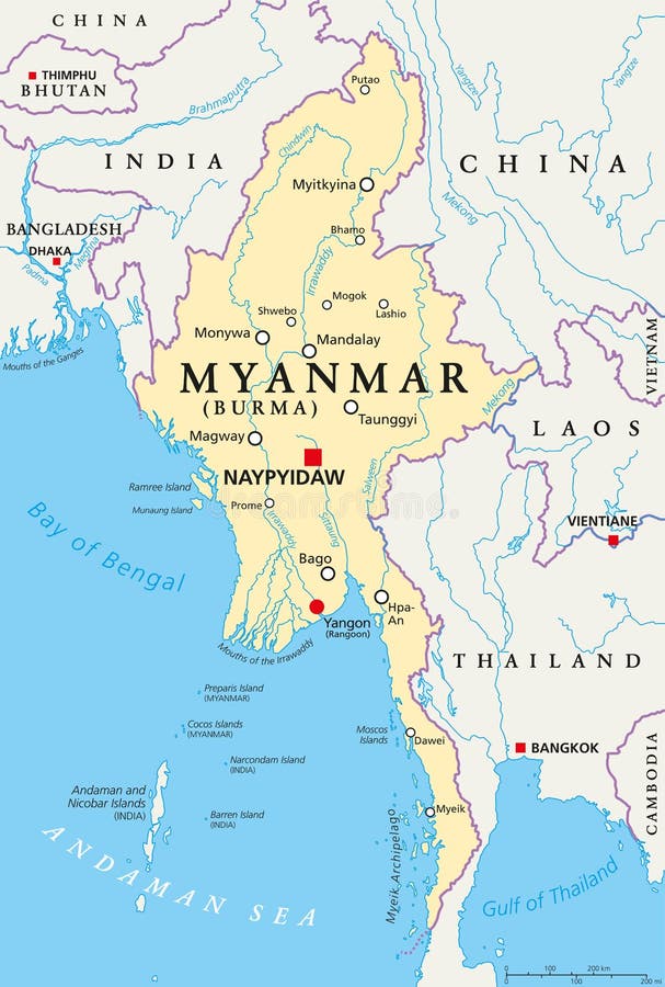 Mapa Político De Myanmar Birmania Ilustración del Vector - Ilustración ...