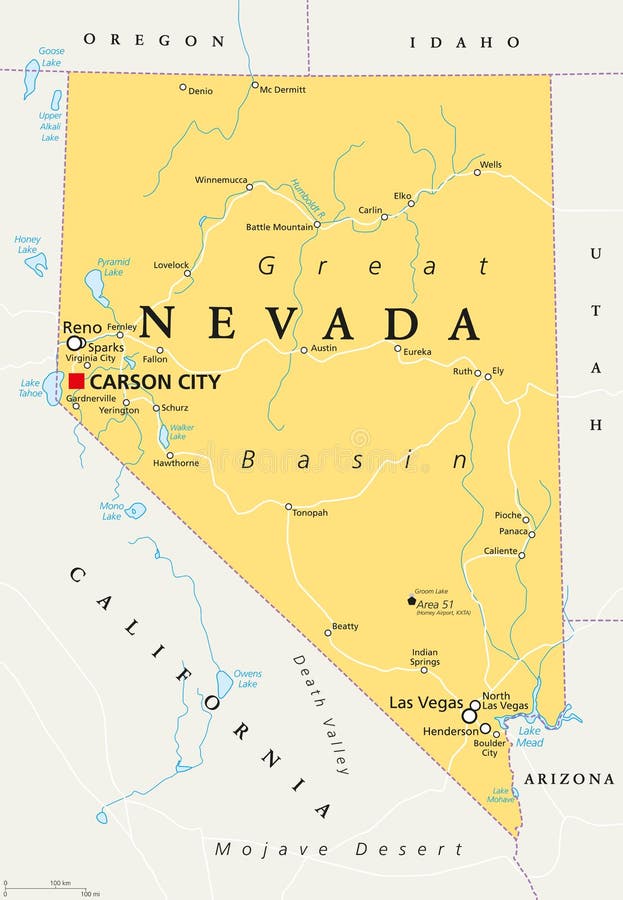 Mapa político de Nevada ilustración del vector. Ilustración de utah ...