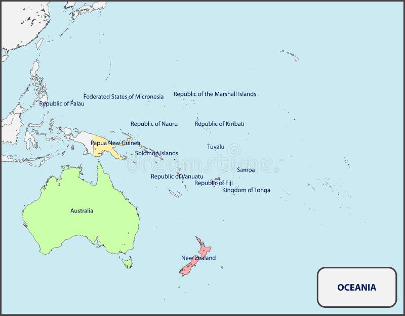 Mapa Político De Oceanía Con Nombres Ilustración del Vector ...
