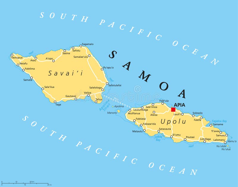 Mapa político de Samoa ilustración del vector. Ilustración de polinesia ...