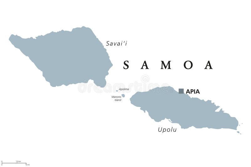 Mapa político de Samoa ilustración del vector. Ilustración de polinesia ...