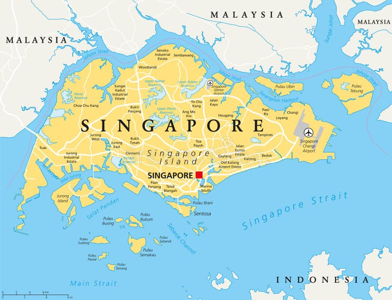 Mapa político de Singapur ilustración del vector. Ilustración de isla ...