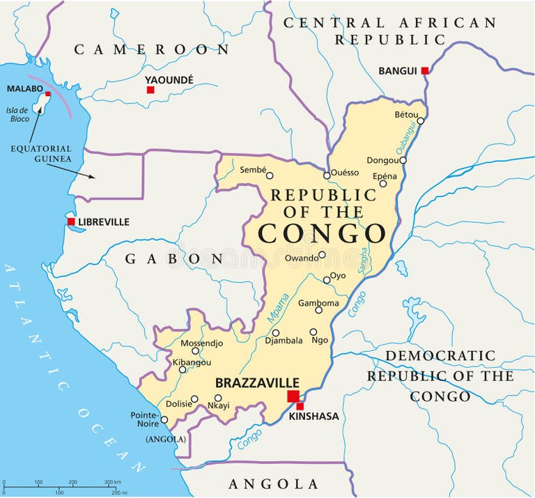 Mapa Político De La República Del Congo Ilustración del Vector ...