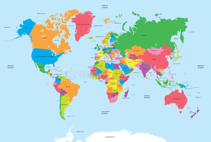 Mapa Mundial Detalhado Com Todos Os Nomes Dos Países Ilustração do ...