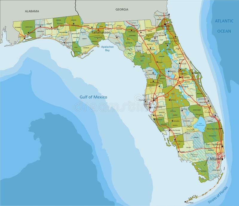 Mapa Político Editable Detallado Con Capas Separadas. Florida ...