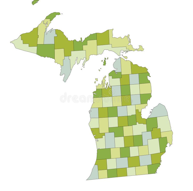 Mapa Político Editable Detallado Con Capas Separadas. Michigan ...