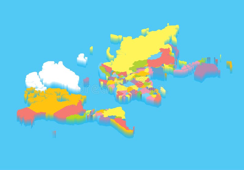 Mapa Político Isométrico Do Mundo Ilustração do Vetor - Ilustração de ...