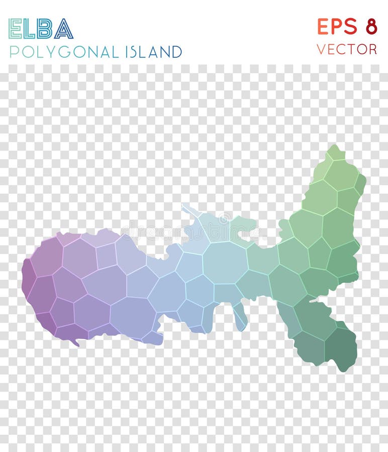 Mapa Poligonal De Elba, Isla Del Estilo Del Mosaico Ilustración del ...