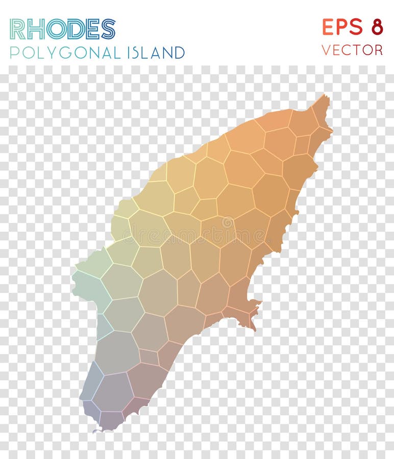 Mapa Poligonal De Rodas, Isla Del Estilo Del Mosaico Ilustración del ...