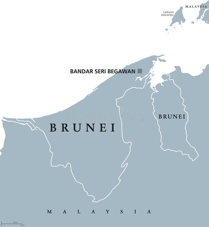 Mapa político de Brunei ilustración del vector. Ilustración de sultanato - 74003839