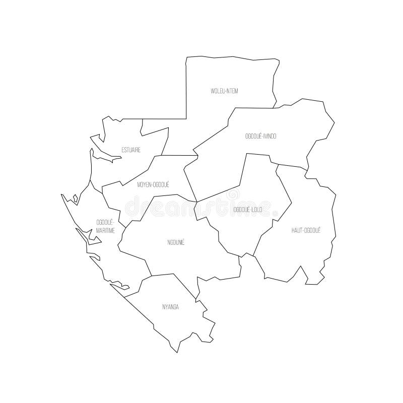 Mapa Político De Gabón De Divisiones Administrativas Ilustración Del