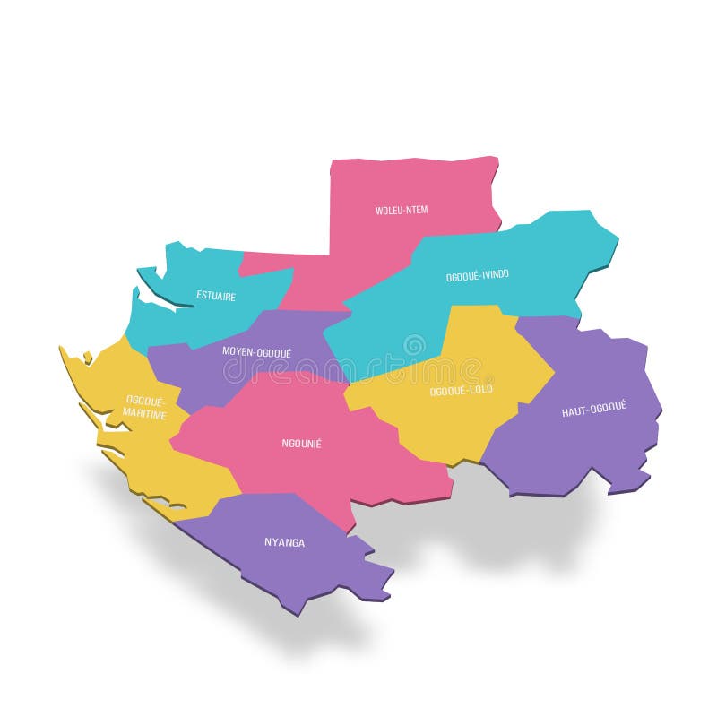 Mapa Político De Gabón De Divisiones Administrativas Ilustración Del
