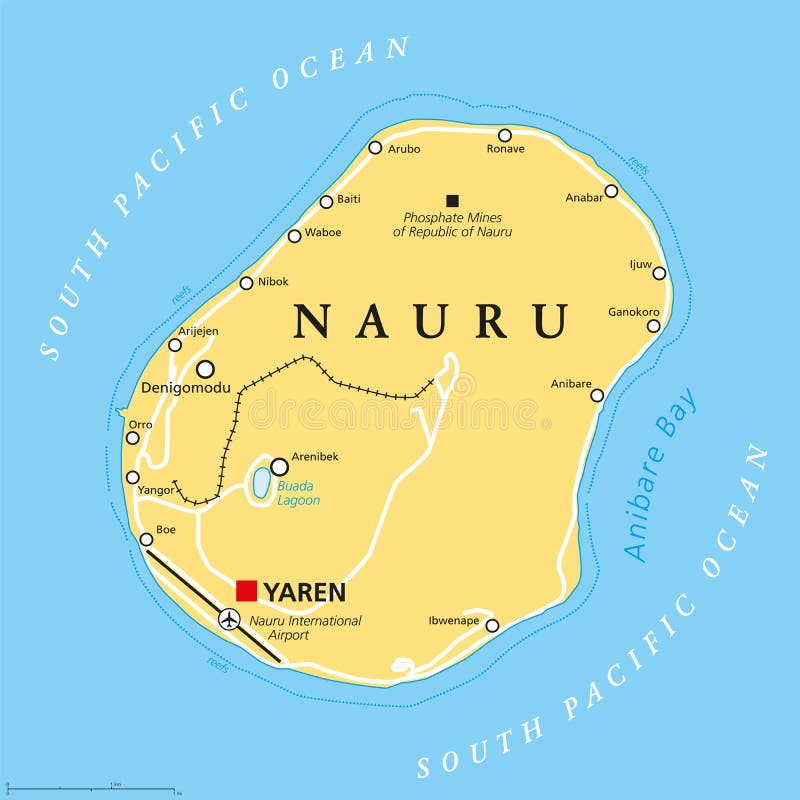 Mapa político de Nauru ilustración del vector. Ilustración de isla - 74458248