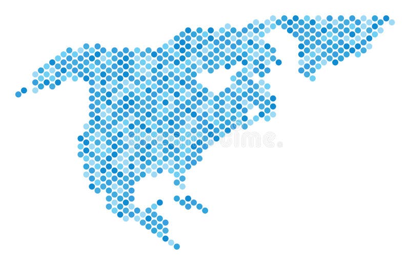 Mapa Pontilhado Azul De America Do Norte Ilustração do Vetor ...