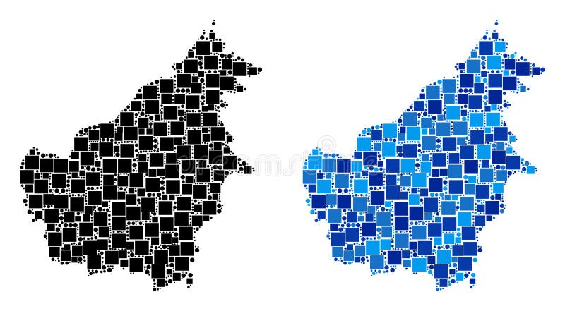Mapa Punteado De La Isla De Borneo Con Variante Azul Ilustración del ...