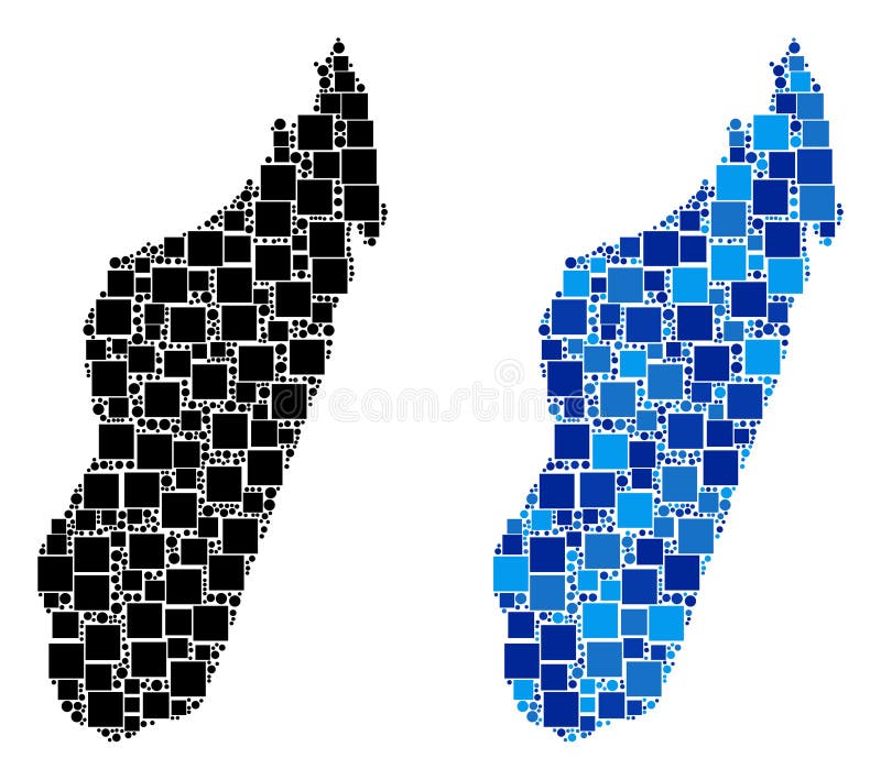 Mapa Punteado De La Isla De Madagascar Con Variante Azul Ilustración ...