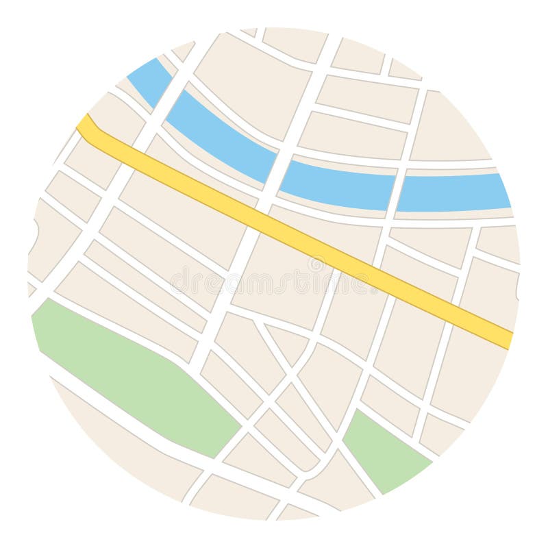 Mapa Redondo Con El Río - Calles Y Parques Ilustración del Vector ...
