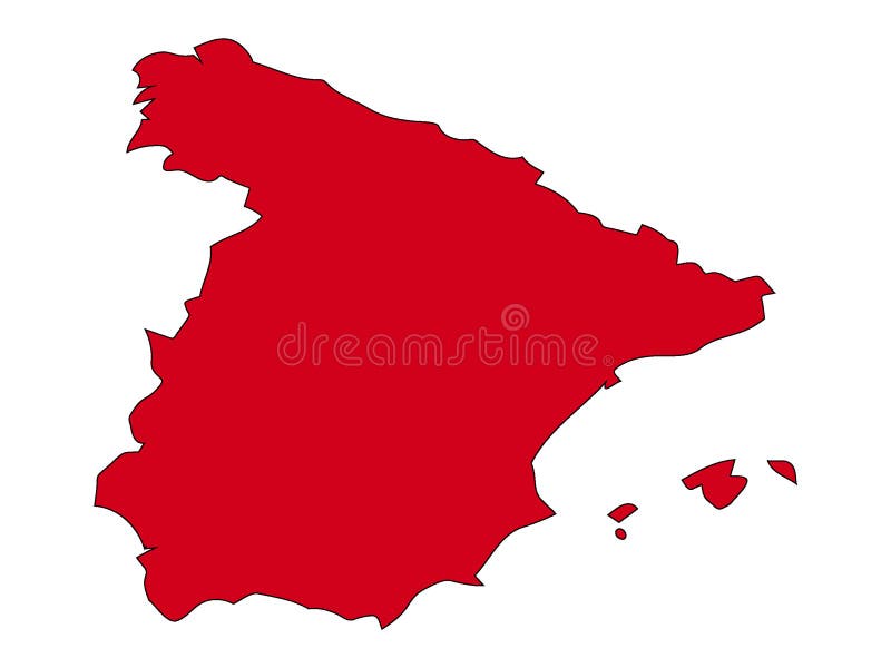 Mapa de España en rojo stock de ilustración. Ilustración de rinda ...