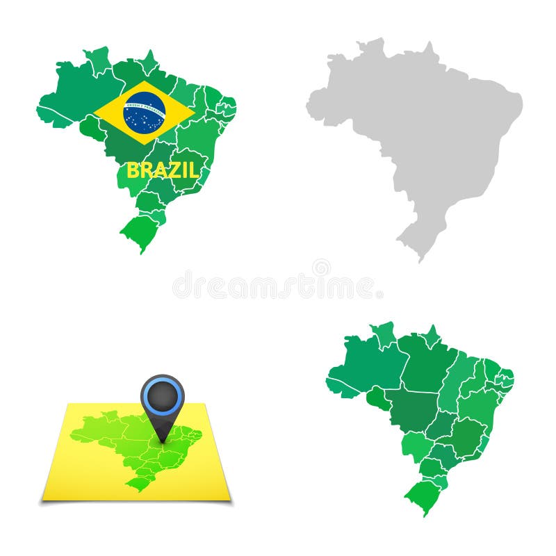 Mapa Simples Liso De Brasil Ilustração do Vetor - Ilustração de esporte ...