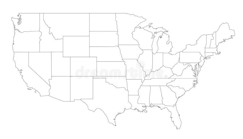 Kontur Mapa Stany Zjednoczone Ilustracji - Ilustracja złożonej z iowa ...