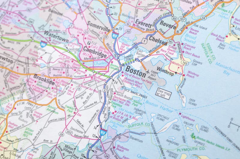 Mapa urbano de boston usa. stock de ilustración. Ilustración de carril ...