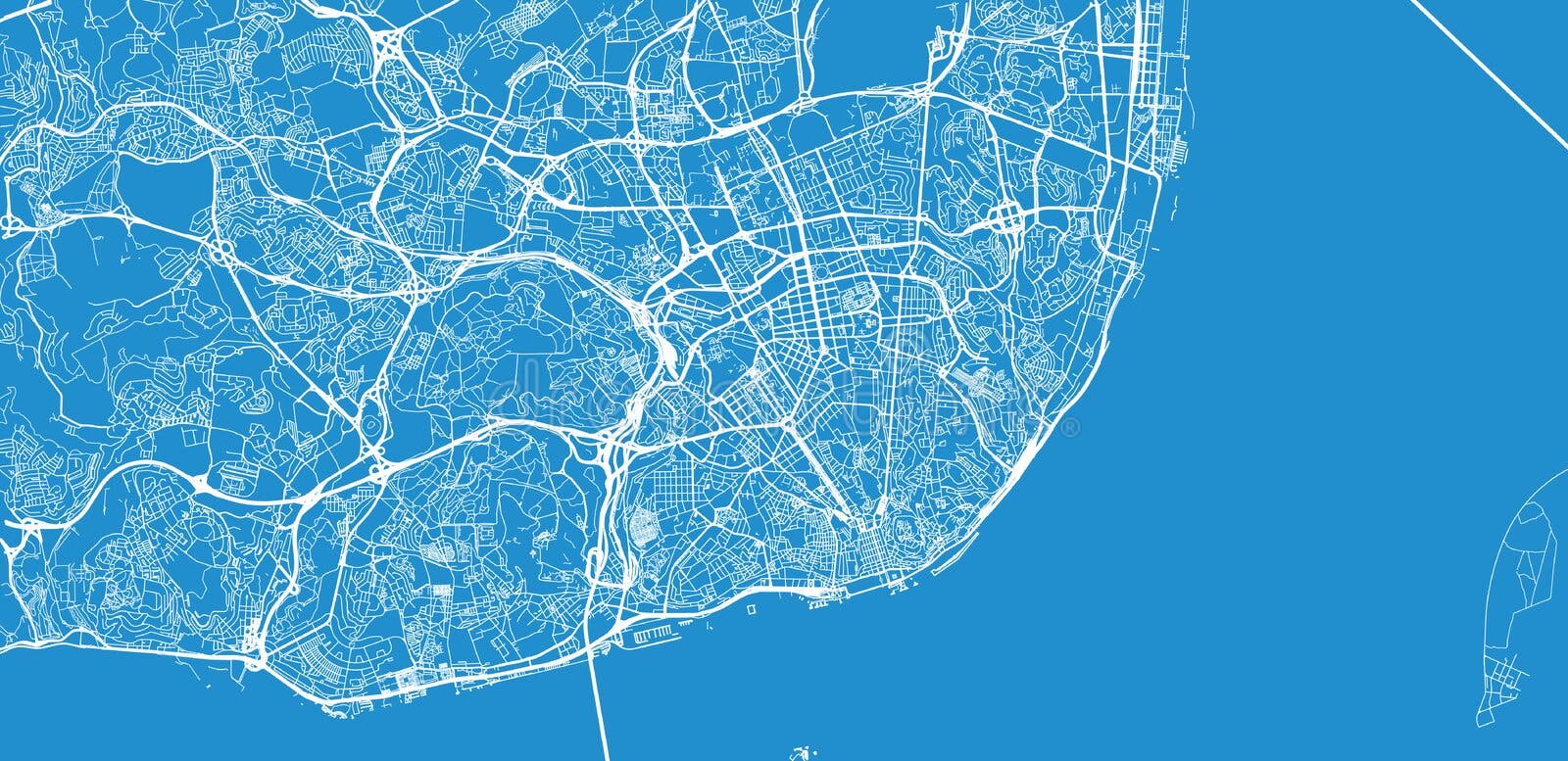 Mapa Vectorial De Lisboa. Ilustración De Afiche De Mapa De Calles Ilustración del Vector ...