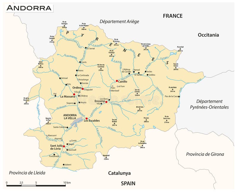 Principado De Andorra - Mapa Del Vector Ilustración del Vector ...