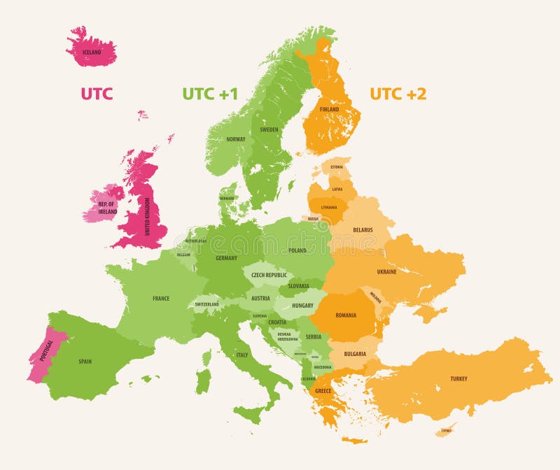 Mapa Vectorial De Zonas Horarias De Europa Ilustración del Vector ...