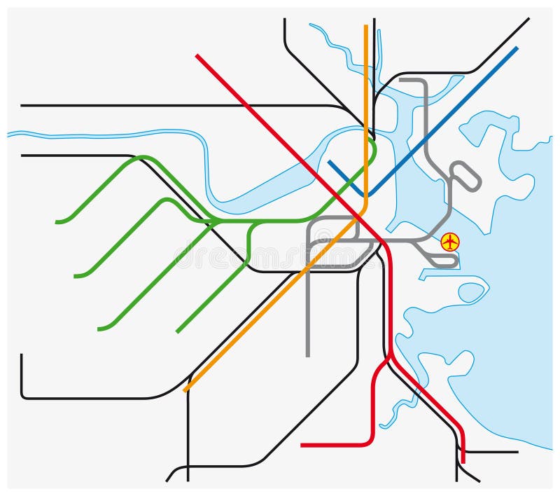 Mapa Vectorial Del Metro De Boston, Massachusetts, Estados Unidos ...
