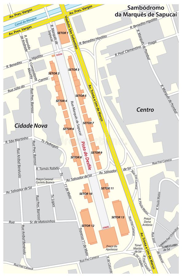 Mapa Vectorial Del Sambódromo En Río De Janeiro Brasil Ilustración del ...