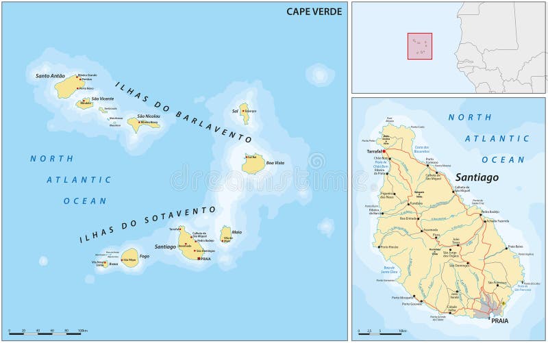 Mapa Vectorial Detallado De Las Islas De Cabo Verde Ilustración del ...