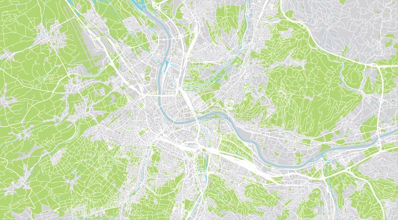 Mapa Vectorial Urbano De Basilea Suiza Europa Ilustración del Vector ...