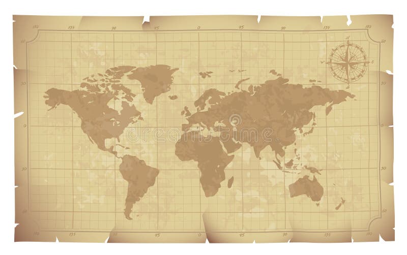 Mapa velho ilustração do vetor. Ilustração de continentes - 45969026