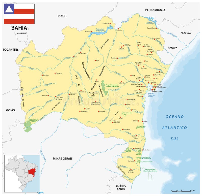 Mapa-visão da Bahia Brasil ilustração do vetor. Ilustração de ...