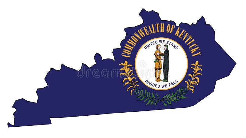 Mapa Y Bandera Del Esquema Del Estado De Kentucky Ilustración del ...