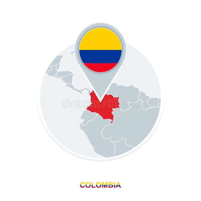 Mapa Y Bandera, Icono De Colombia Del Mapa Del Vector Con Colombia ...