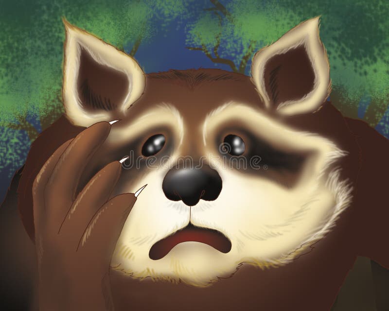 Mapache asustado por noche stock de ilustración. Ilustración de ...