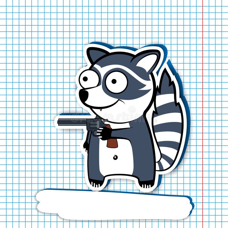 Mapache De La Historieta Con Un Arma Ilustración del Vector ...