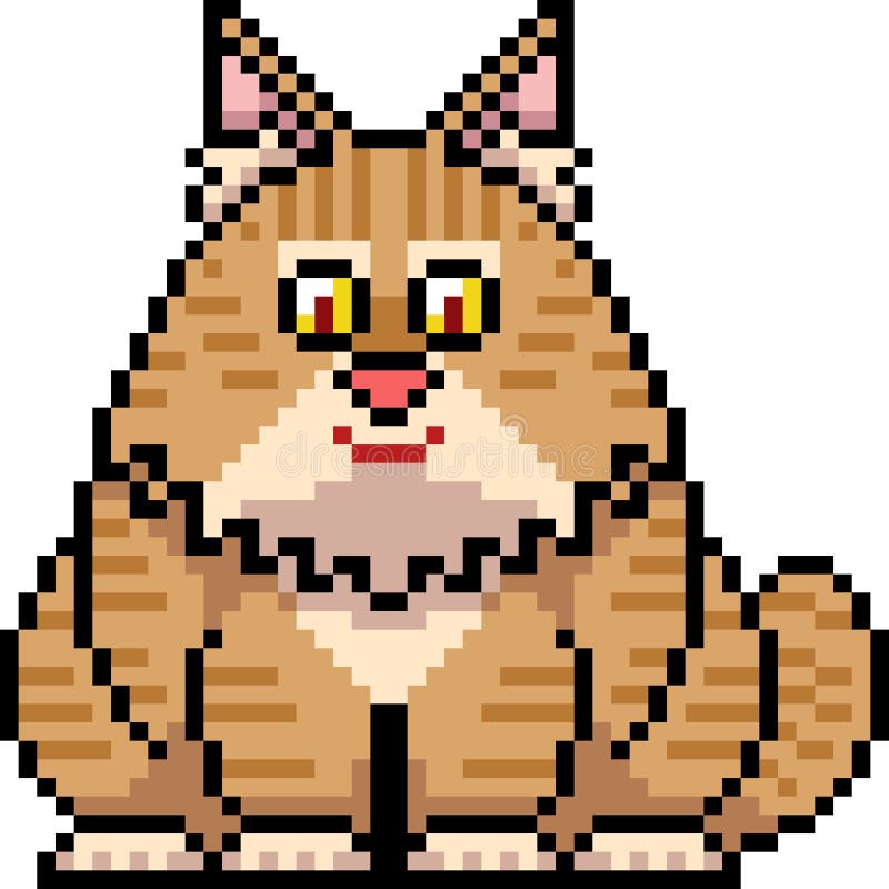 Mapache De Maine Del Gato Del Arte Del Pixel Del Vector Ilustración del ...