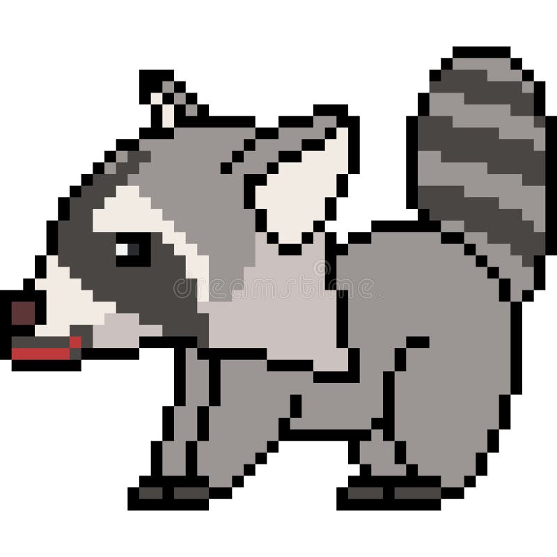 Mapache Del Arte Del Pixel Del Vector Ilustración del Vector ...