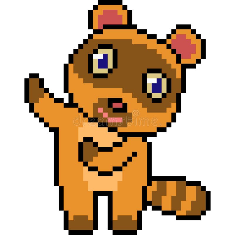 Mapache Del Arte Del Pixel Del Vector Ilustración del Vector ...