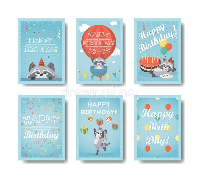 Mapache Del Feliz Cumpleaños Ilustración del Vector - Ilustración de ...