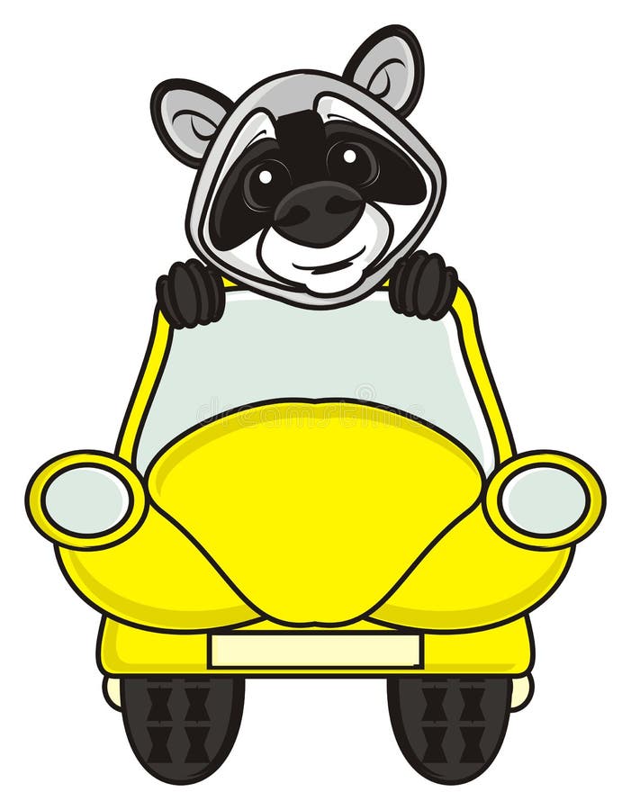 Mapache en el coche stock de ilustración. Ilustración de mullido - 71280848