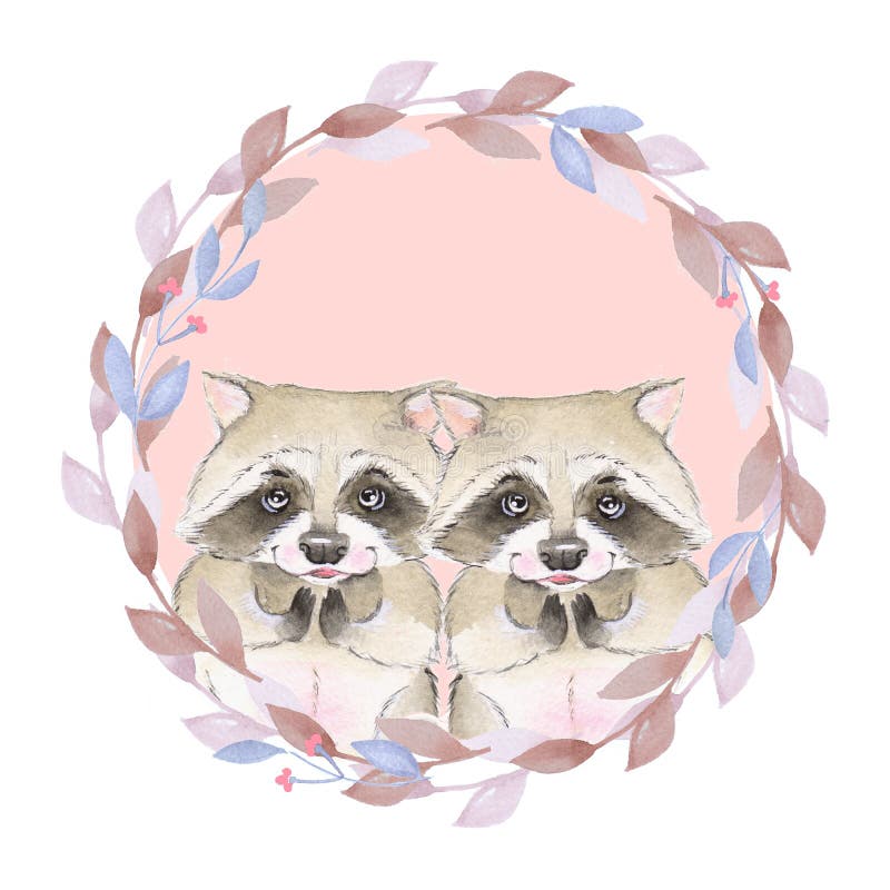 Conjunto De Mapaches Bonitos En Varias Poses Dibujos Animados ...