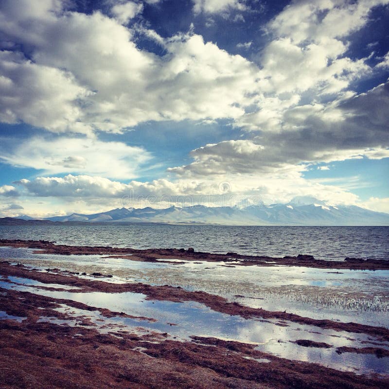 Lake Mapam Yumco At Sunrise Stock Photo - Image of snow, china: 16463300