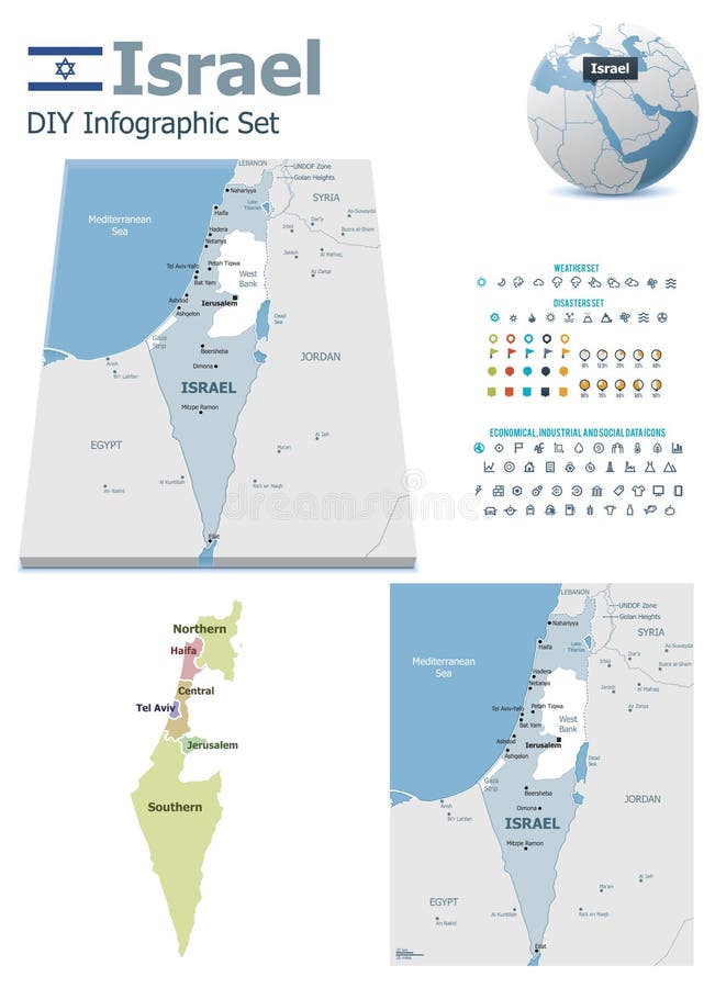 Israel mapa político cinza Vetor de ©Furian 134372328